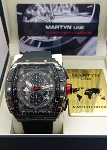 Men's Chronograph Watch Limited Edition Martyn Line Total Black, 48Mm ...