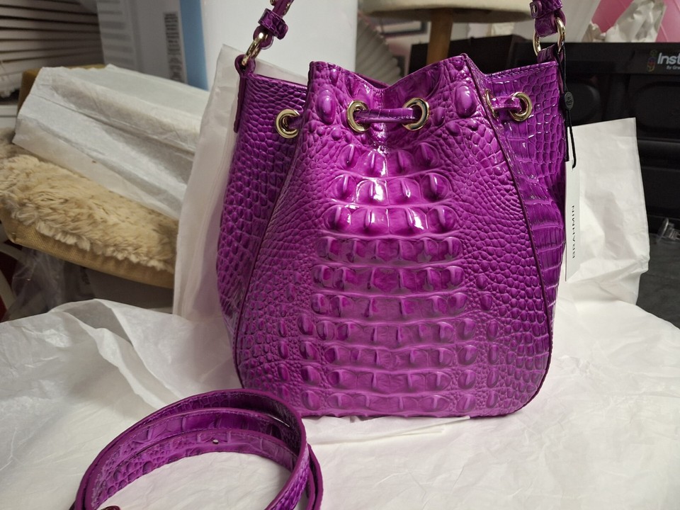 Brahmin Melbourne Collection Deep Fuchsia Melinda Bucket Bag | eBay