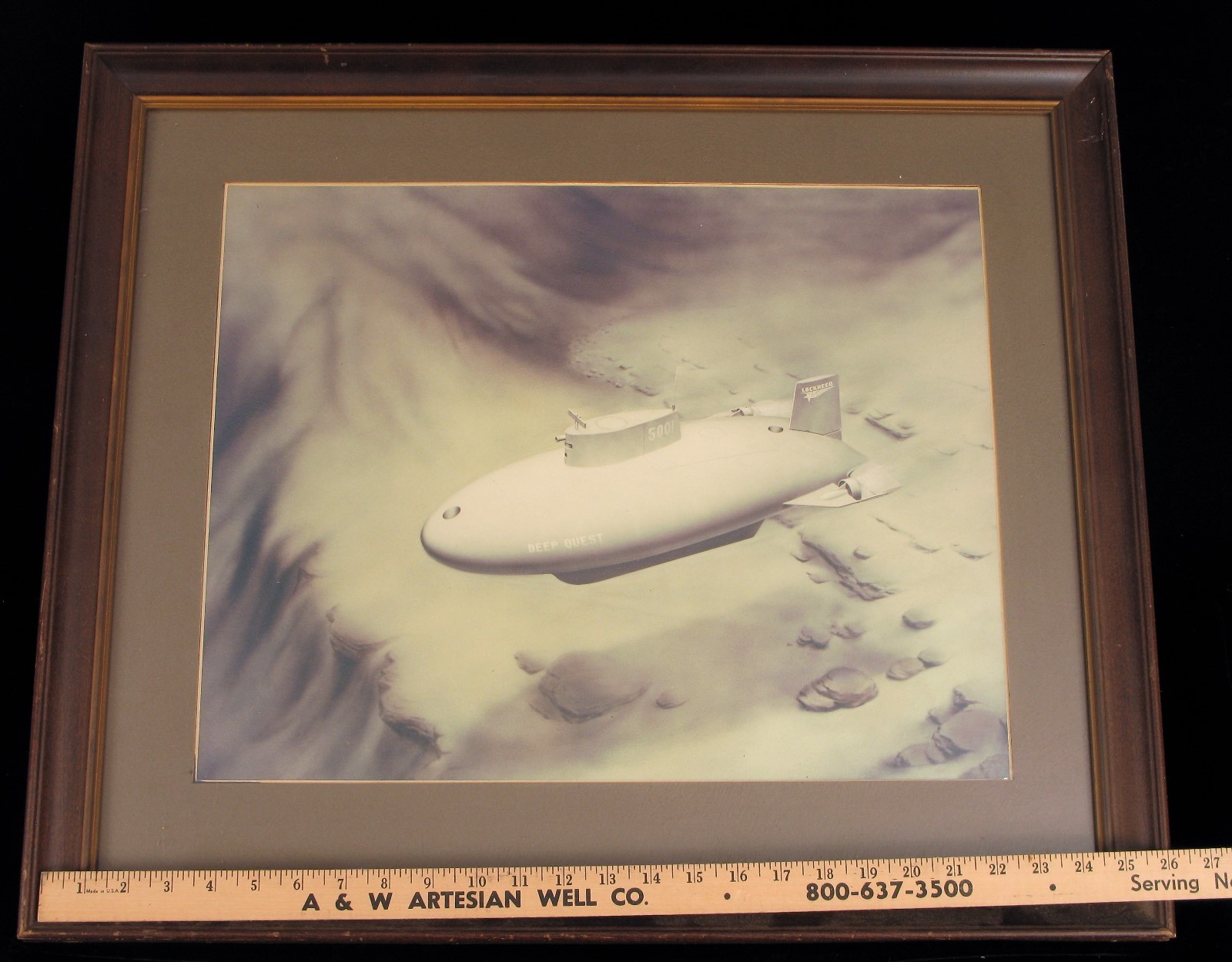ANTIQUE LOCKHEED MARTIN DEEP QUEST SUBMARINE RENDERING ART PRINT RARE ...