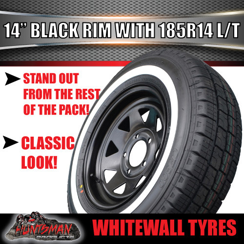 14x6 & 185R14C HT Pattern Trailer Caravan Black Sunraysia Rim ...