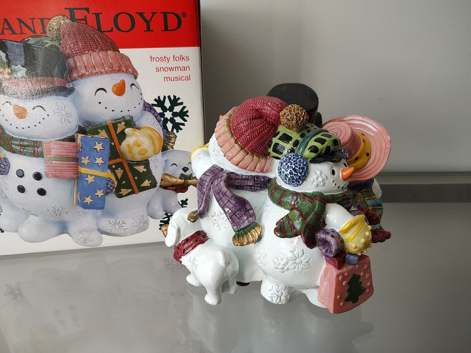 Fitz and Floyd F&F Frosty Folks Snowman musical statue works | eBay