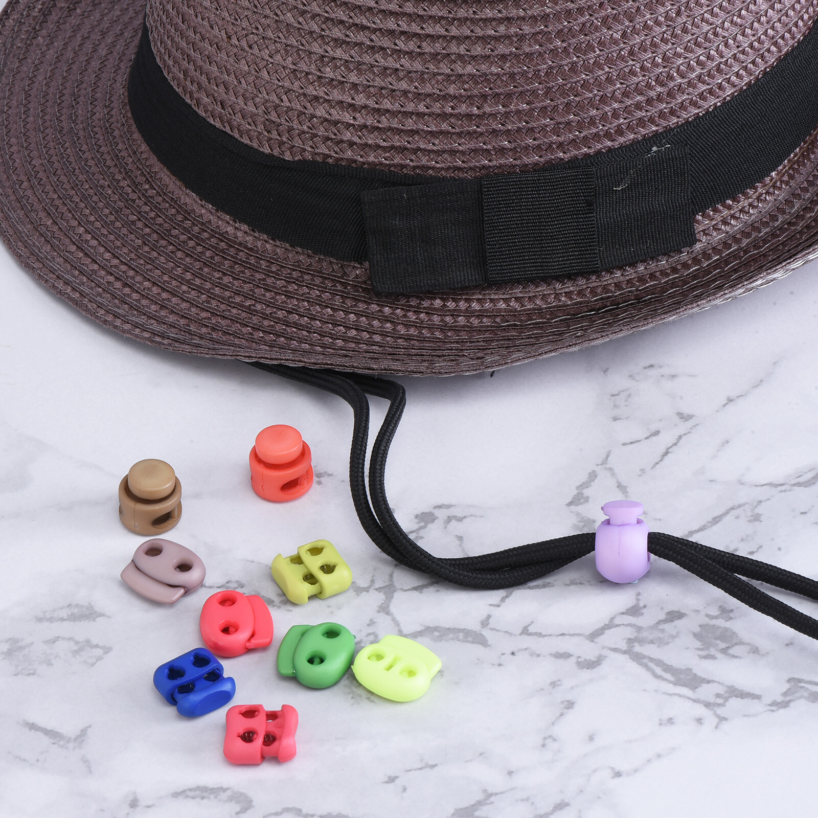 16mm Cord Locks Set, 100 Pack Round Double Hole Multicolor Spring ...