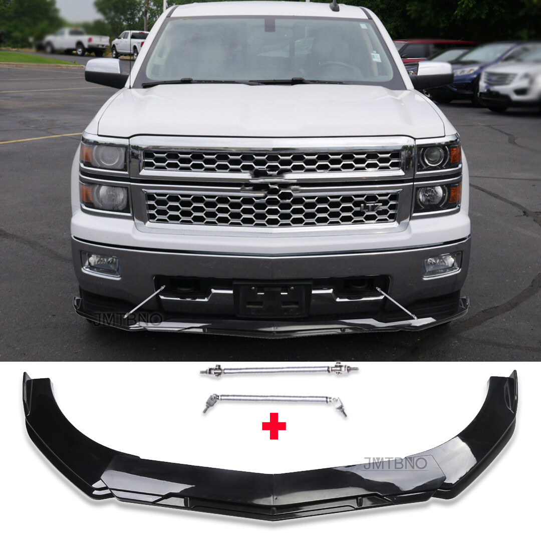 For Chevy Silverado 1500 Front Bumper Lip Spoiler Splitter Glossy ...