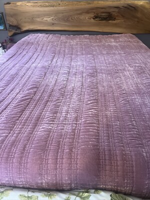 Threshold Target Plum Purple Velvet Quilted Bedspread Blanket Full ...