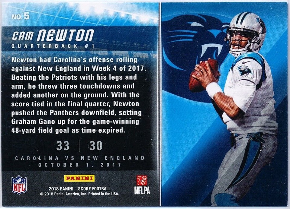 Cam Newton 2018 Score Football Scoreboard #5 Carolina Panthers | eBay