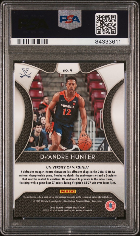 2019 Panini Prizm Draft Picks 4 DeAndre Hunter Rookie Card - PSA 8 RC ...