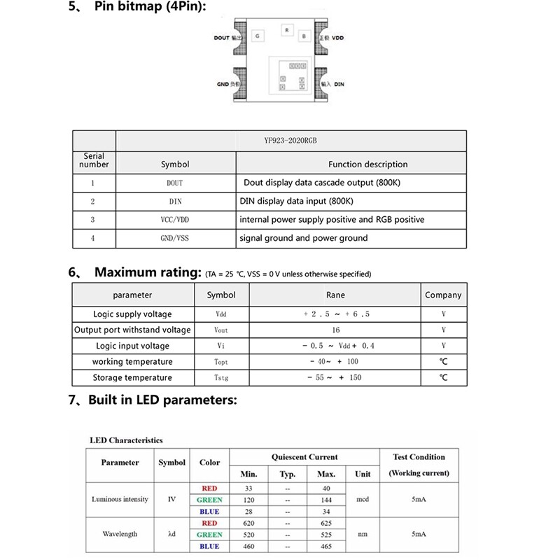 100PCS DC5V WS2812 2020 LED Chip SMD Addressable Digital RGB Full ...