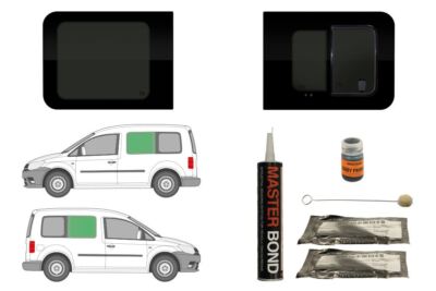Front Side Sliding and Fixed Window Privacy Set VW Caddy from 2004 SWB ...