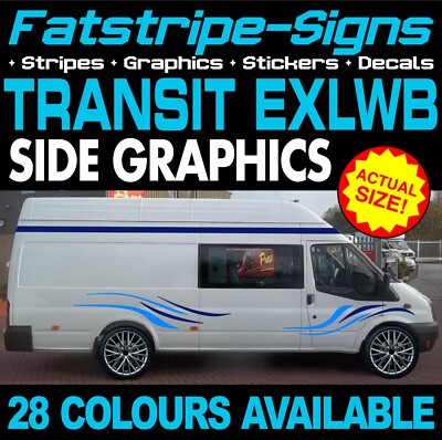 to fit FORD TRANSIT EXLWB GRAPHICS STICKERS STRIPES MK6 MK7 MOTORHOME ...