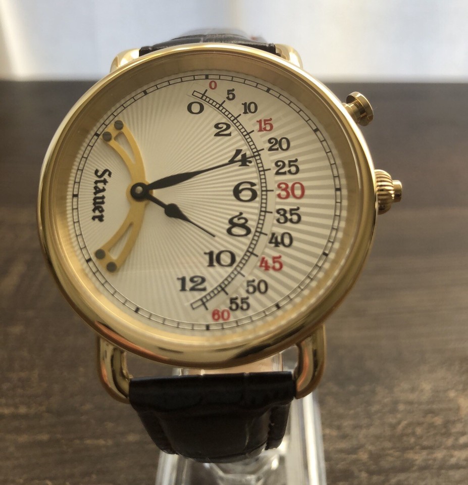 STAUER MYSTERY JUMP CRAZY HOUR WATCH, RETROGRADE COOL UNIQUE BEAUTIFUL ...
