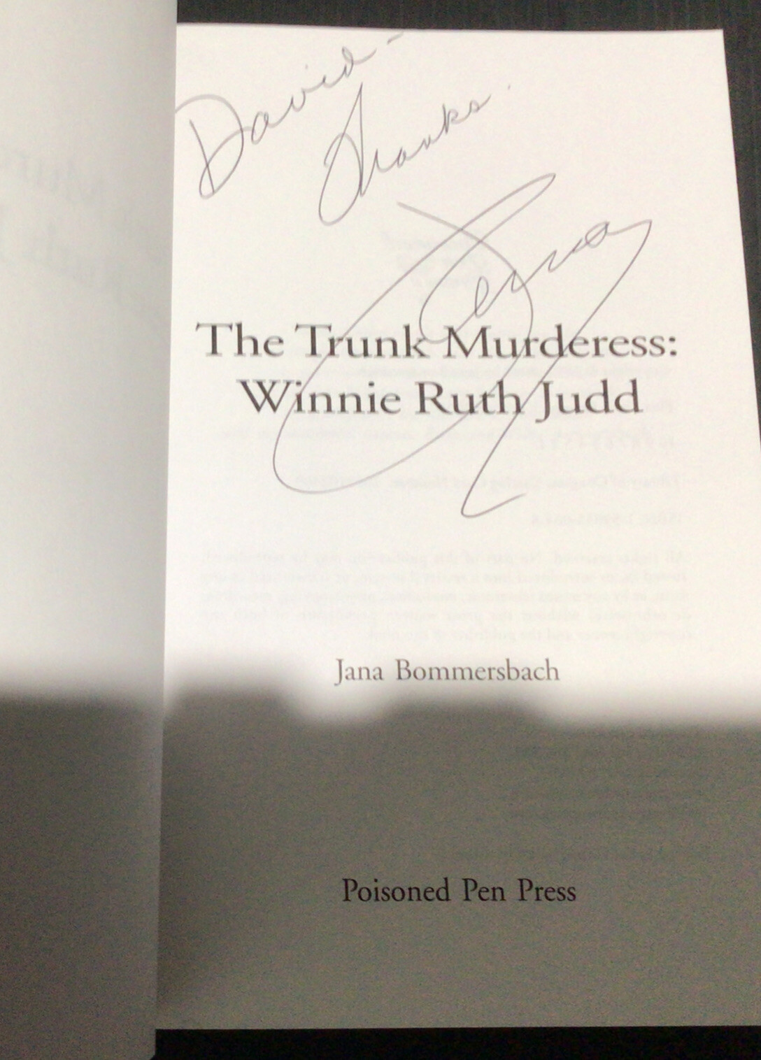 Signed 1st ~ The Trunk Murderess: Winnie Ruth Judd, Jana Book ...