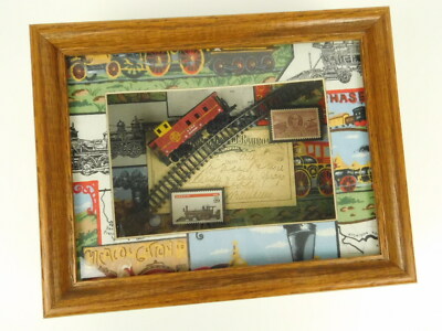 3D Shadow Box Wood Frame Locomotive Train Track Wall Hanging 9x7x3 Inch ...