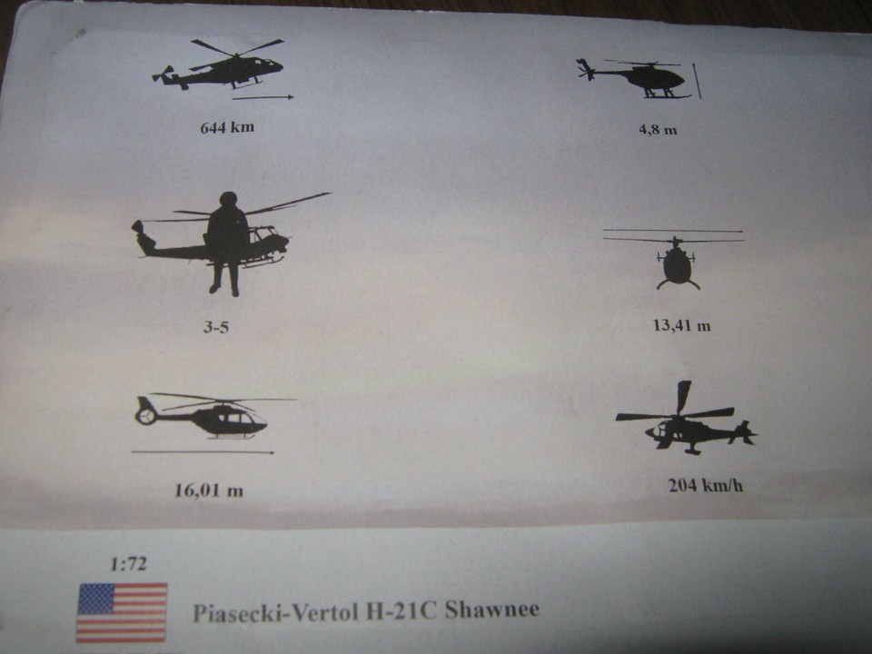 Amercom U.S. Piasecki-Vertol H-21C Shawnee Helicopter. Sealed. Scale 1: ...