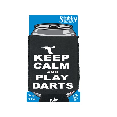 Keep Calm And Play Darts - Novelty Funny Gift Stubby Holder With Base ...