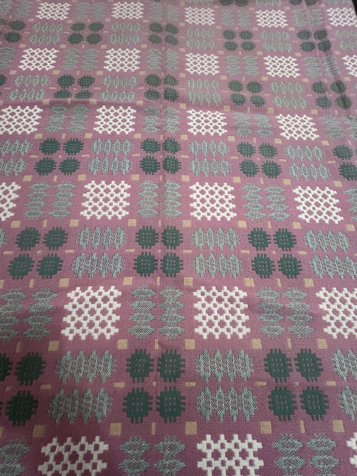 Welsh Tapestry Blanket Pink/ Green/ White - 80 x 90 Inches - Double ...