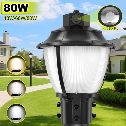 80W LED Post Area Top Light Garden Street Area Pole Lamp Dusk To Dawn ...