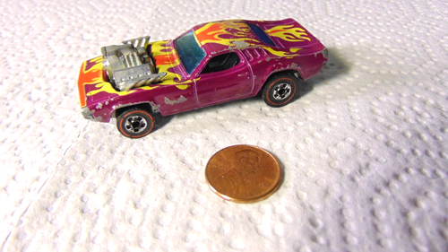 REDLINE Vtg 1970 Mattel Hot Wheels Rodger Dodger Purple Flame Dodge ...