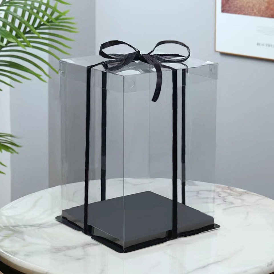 Large Clear PVC Gift Cake Boxes Present Packaging Transparent Box ...