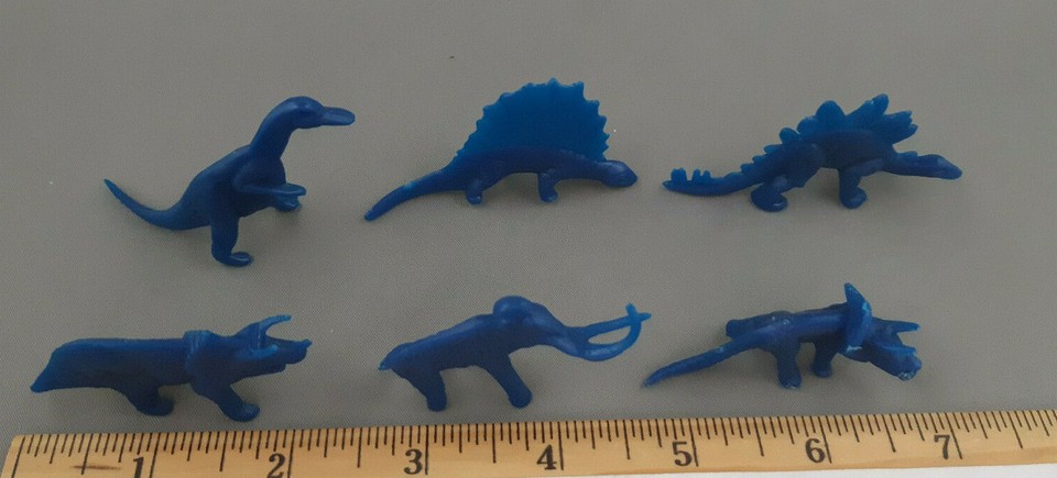 6 DFC Dinosaurs Dark Blue Plastic Prehistoric Playset Vintage Tim-Mee ...