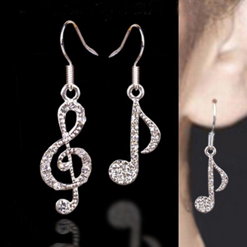 Personality Trendy Music Notes Clear Crystals Lady Dangles Party ...