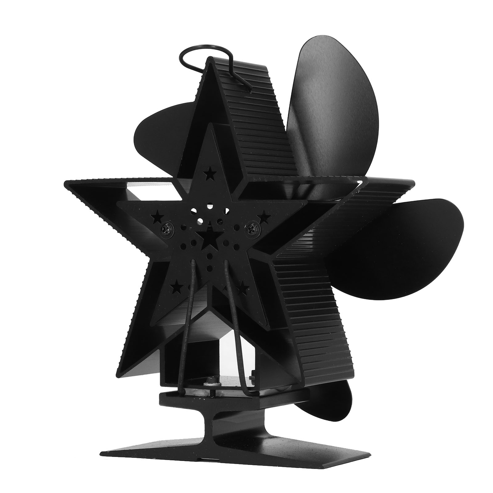 5 Blade Wood Stove Fan Black Automatic Start Non Electric Safe Heat ...