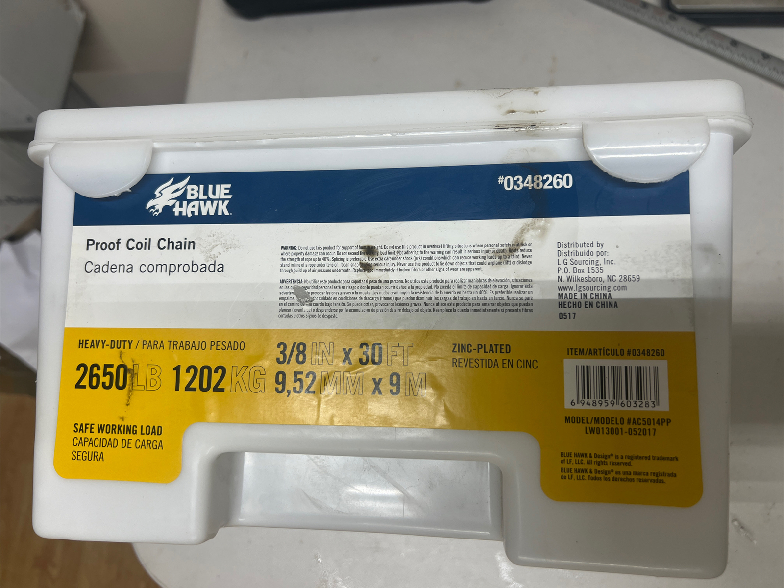 Blue Hawk Heavy Duty Zinc Plated Proof Coil Chain 3/8 x 30ft 2650 lb ...