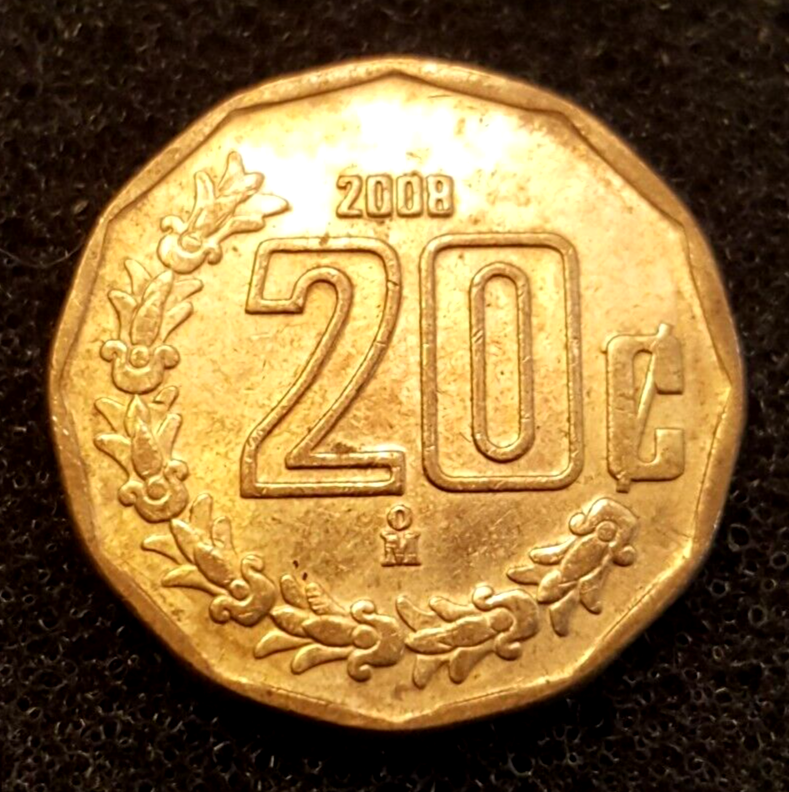 20 Centavos 2008 (large type) designs from Reed (Acatl) Aztec Calendar ...