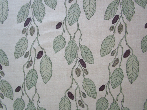 Radish Moon Textiles MULBERRY Linen Leaf vine Fabric Beige purple blush ...