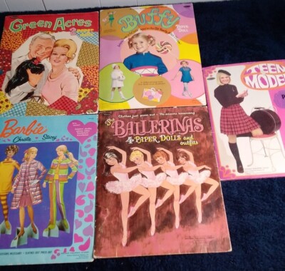 Vtg 1960s Original Lot of 5 Whitman Paper Dolls Barbie, Buffy, Green ...