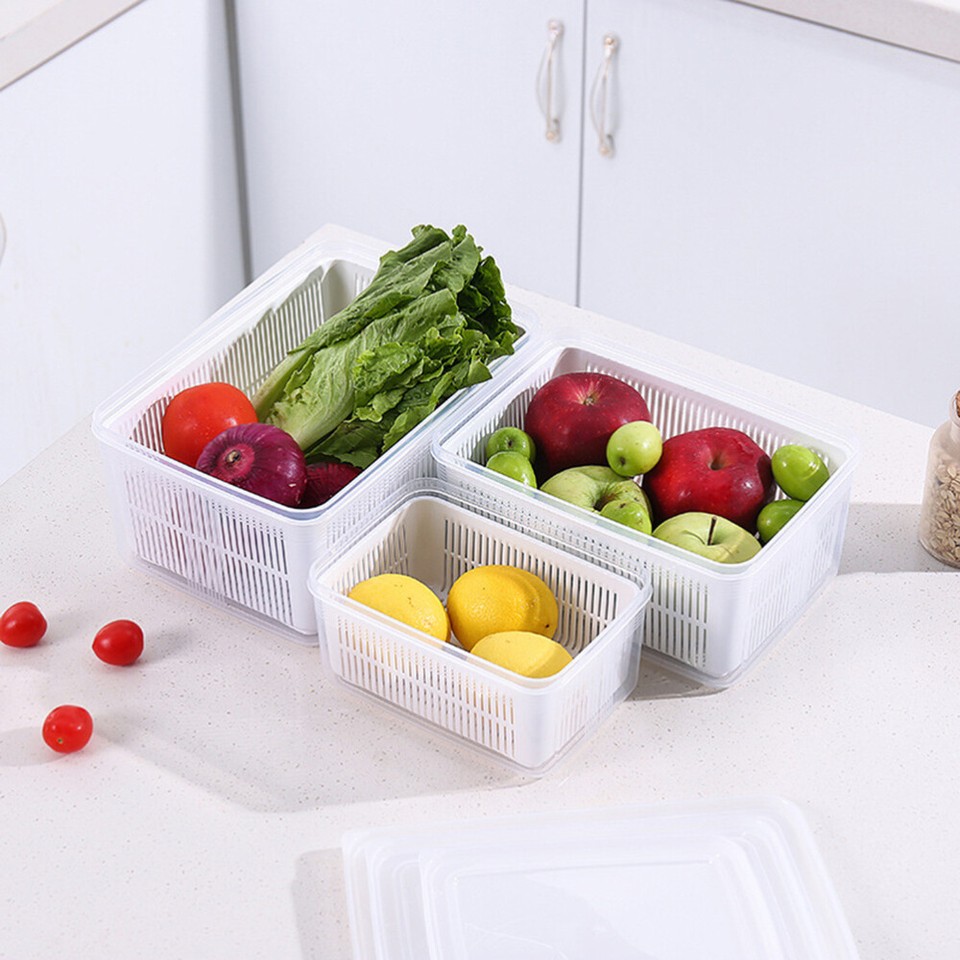 Salad Crisper Kitchen Storage Box Fridge Storage Boxes Fruit Fresh Box ...