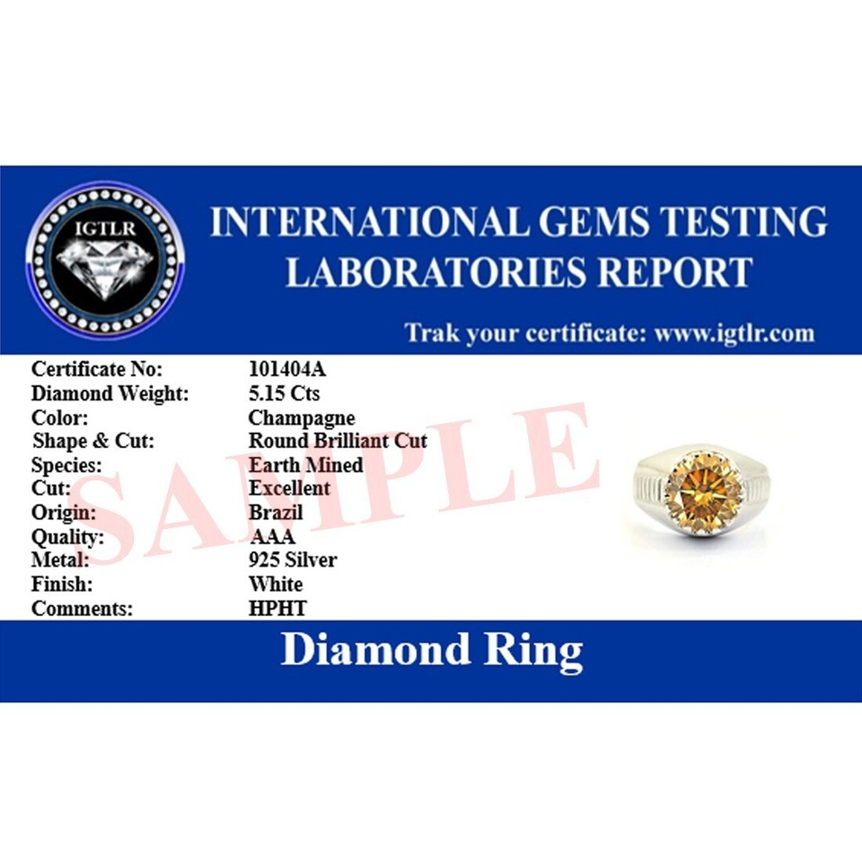 RARE 27.65 Ct Treated Certified Round Cut Champagne Diamond Ring 925 ...