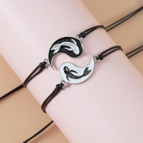 New Yin And Yang Bracelet Nationality Enamel Tai Chi Gossip Fish Woven ...