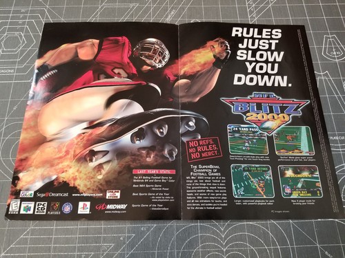 NFL Blitz 2000 Football Foldout - 2 Page Video Game Print Ad Poster Art ...