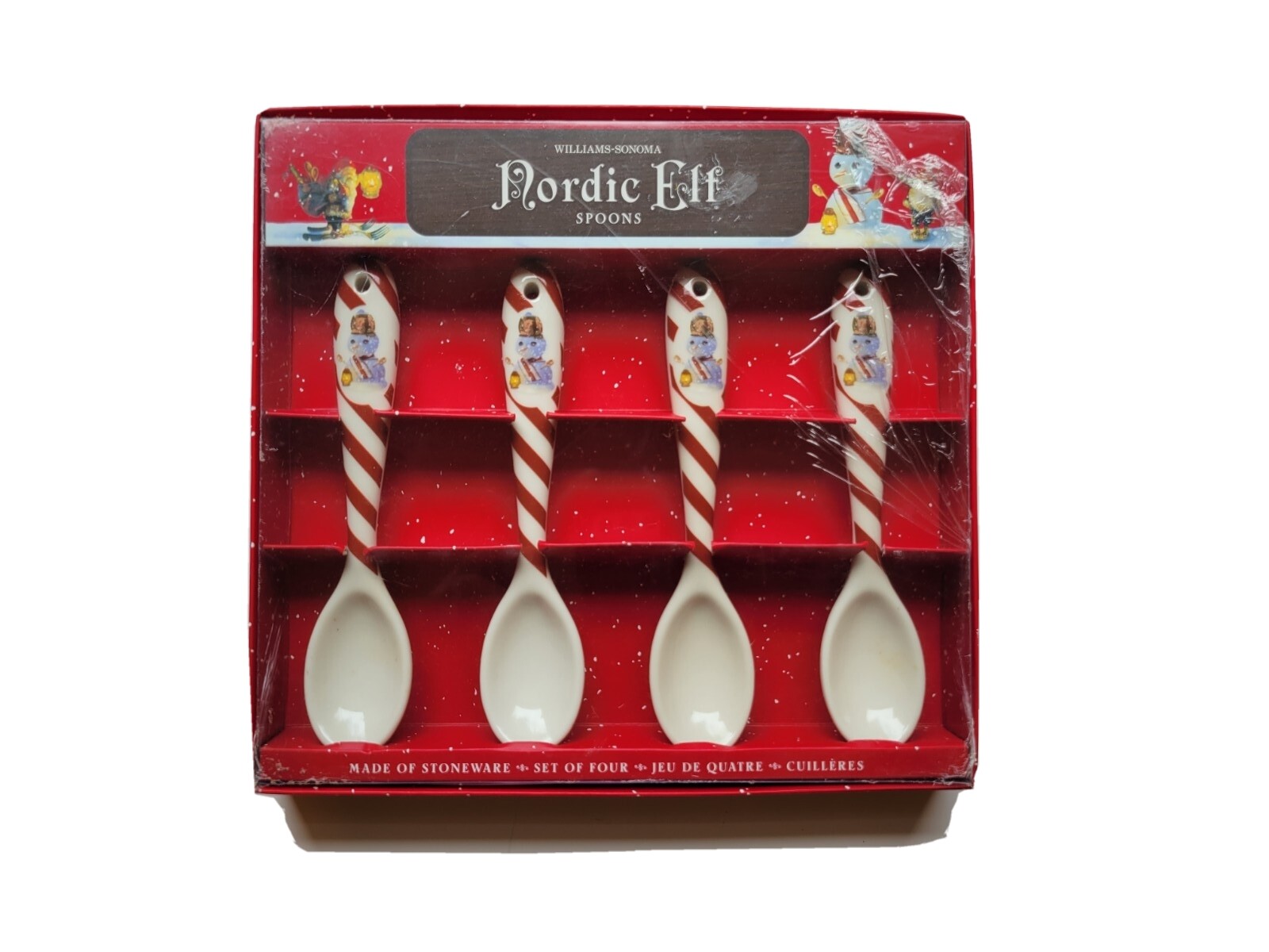 Nordic Elf Spoons Snowman Stoneware Christmas Holiday Set of 4 - Hot ...