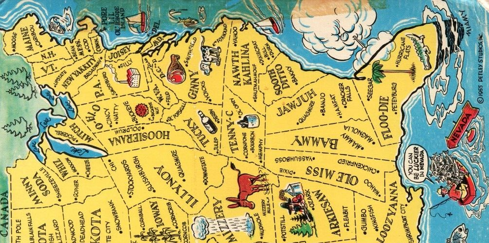 Nevada Map Featured on US Vintage 1955 Large Postcard 8.5"x5.5" Petley ...