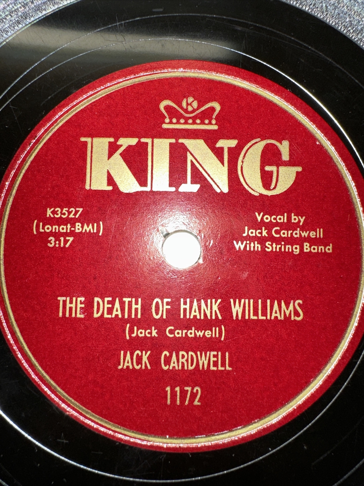 COUNTRY King 78 RPM Jack Cardwell - The Death Of Hank Williams 1172 | eBay