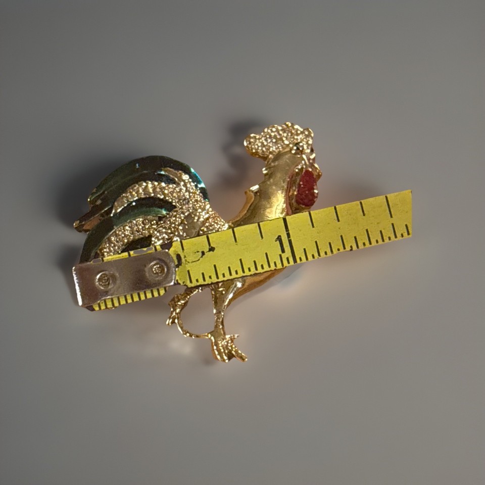 Vintage Rooster Gold Tone Brooch Pin Signed Jerry | eBay UK