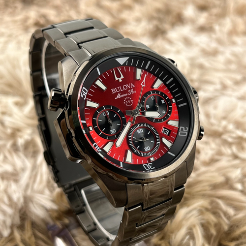 Bulova Marine Star 43mm Red Dial Chronograph Stainless Steel Men's ...
