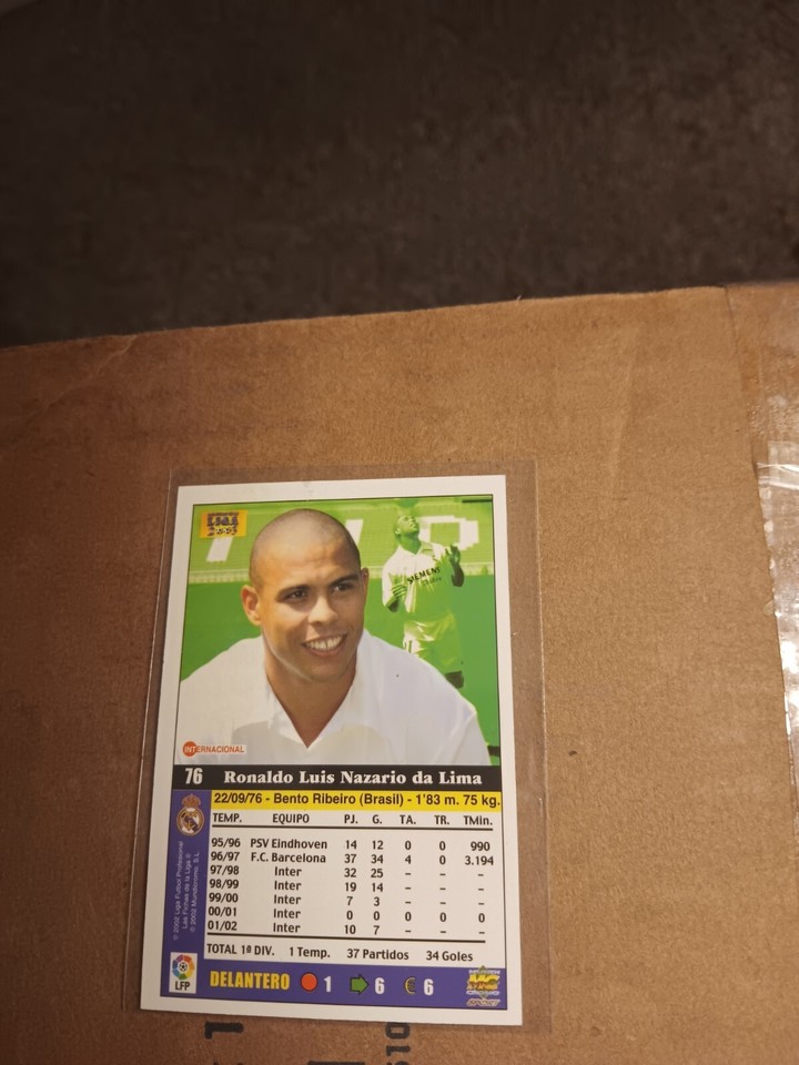 2002-03 Ronaldo Nazario Real Madrid #76 Mundicromo Las Fichas de La ...