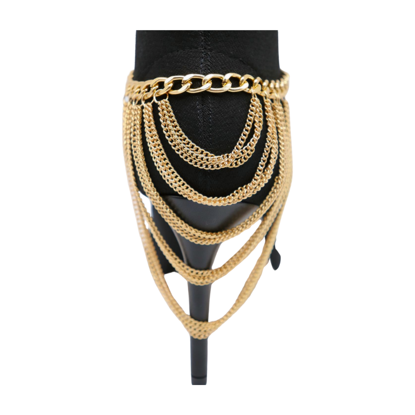 Women Gold Metal Chain Boot Bracelet Shoe Multi Strand Waves Charm ...