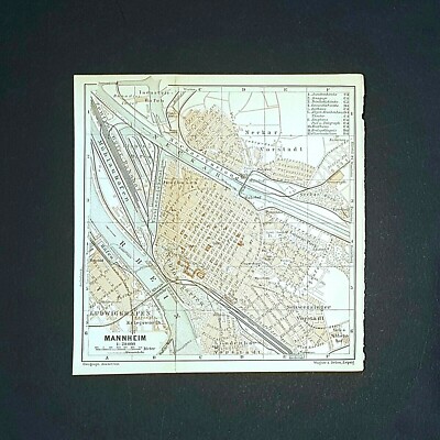 Antique Maps - Mannheim Germany - 1909 | eBay