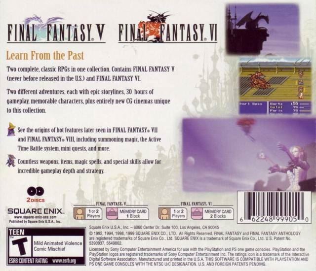 Final Fantasy Anthology [Sony PlayStation 1 PS1 Square Enix RPG FF5 FF6 ...