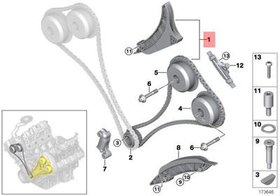Genuine BMW E70 E70N E71 Timing chain with tensioning rail OEM ...
