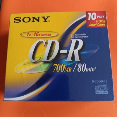 Sony High Speed CD-R 10-Pack 700MB Music 80 Min. 1-24x Speed Sealed | eBay