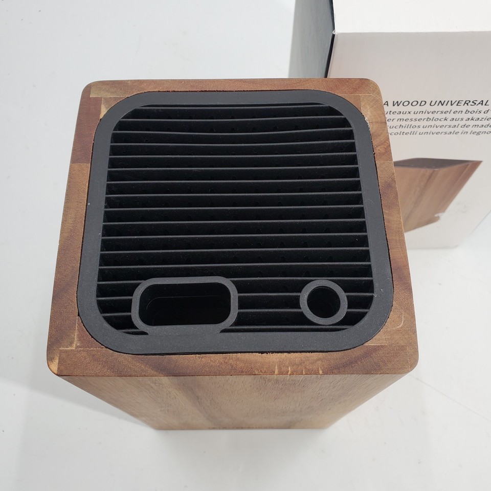 KitchenDao Deluxe Knife Block with Sharpener & Scissor Slots, Acacia ...