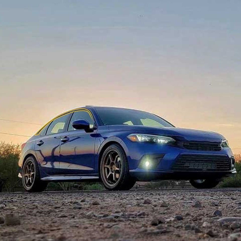 6x Black Gloss Black Window Trim Blackout Kit For Honda 2016-2021 Civic ...