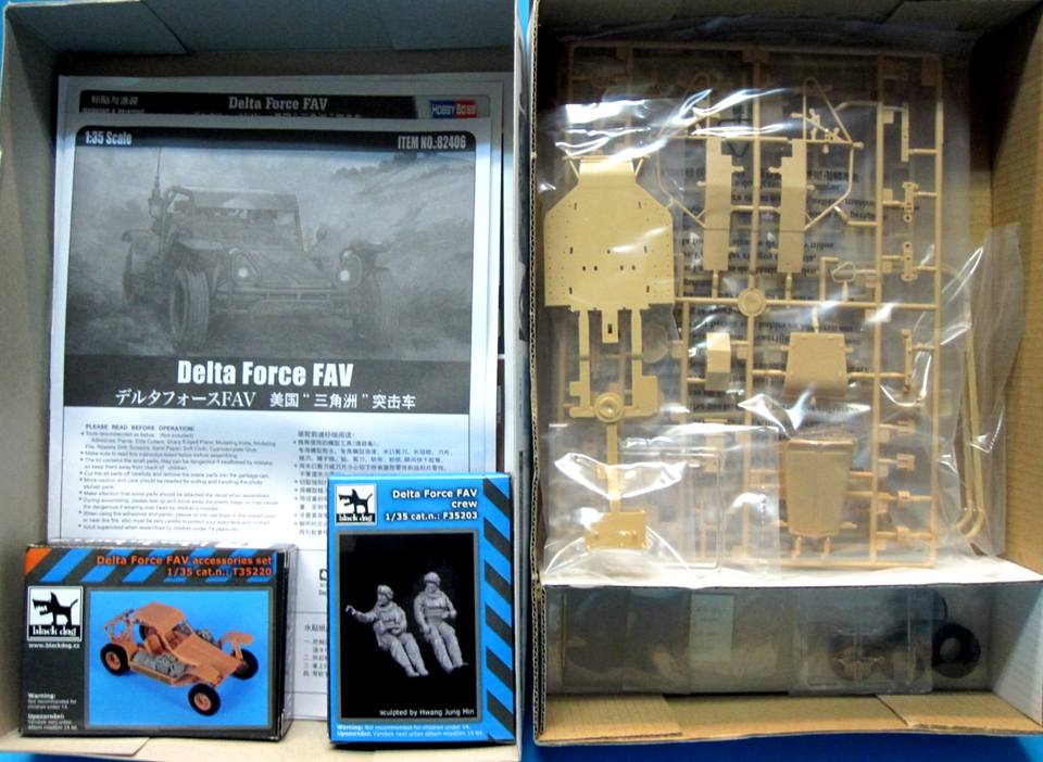 HOBBY BOSS 82406 1/35 DELTA FORCE FAV w/ BLACK DOG RESIN DETAILS & CREW ...