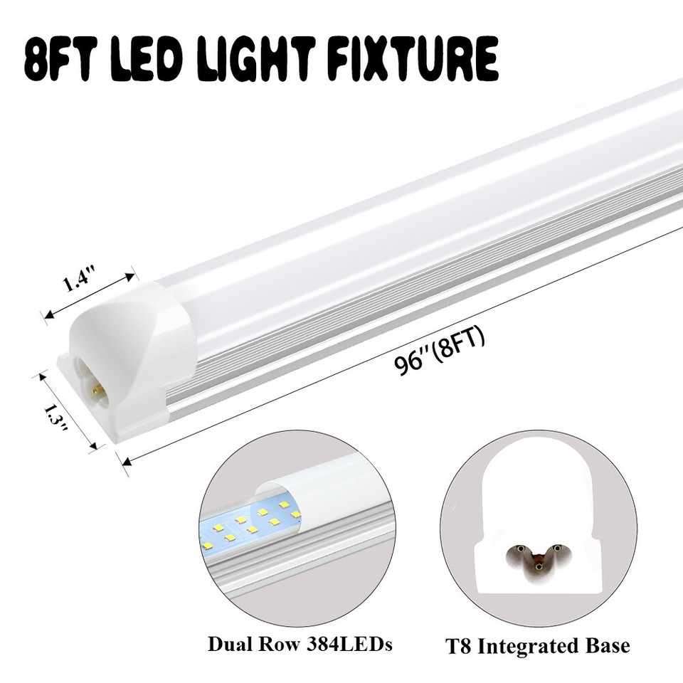 2FT~8FT T8 4 FOOT LED Tube Light Bulbs 8 FT LED Shop Light Fixtures ...