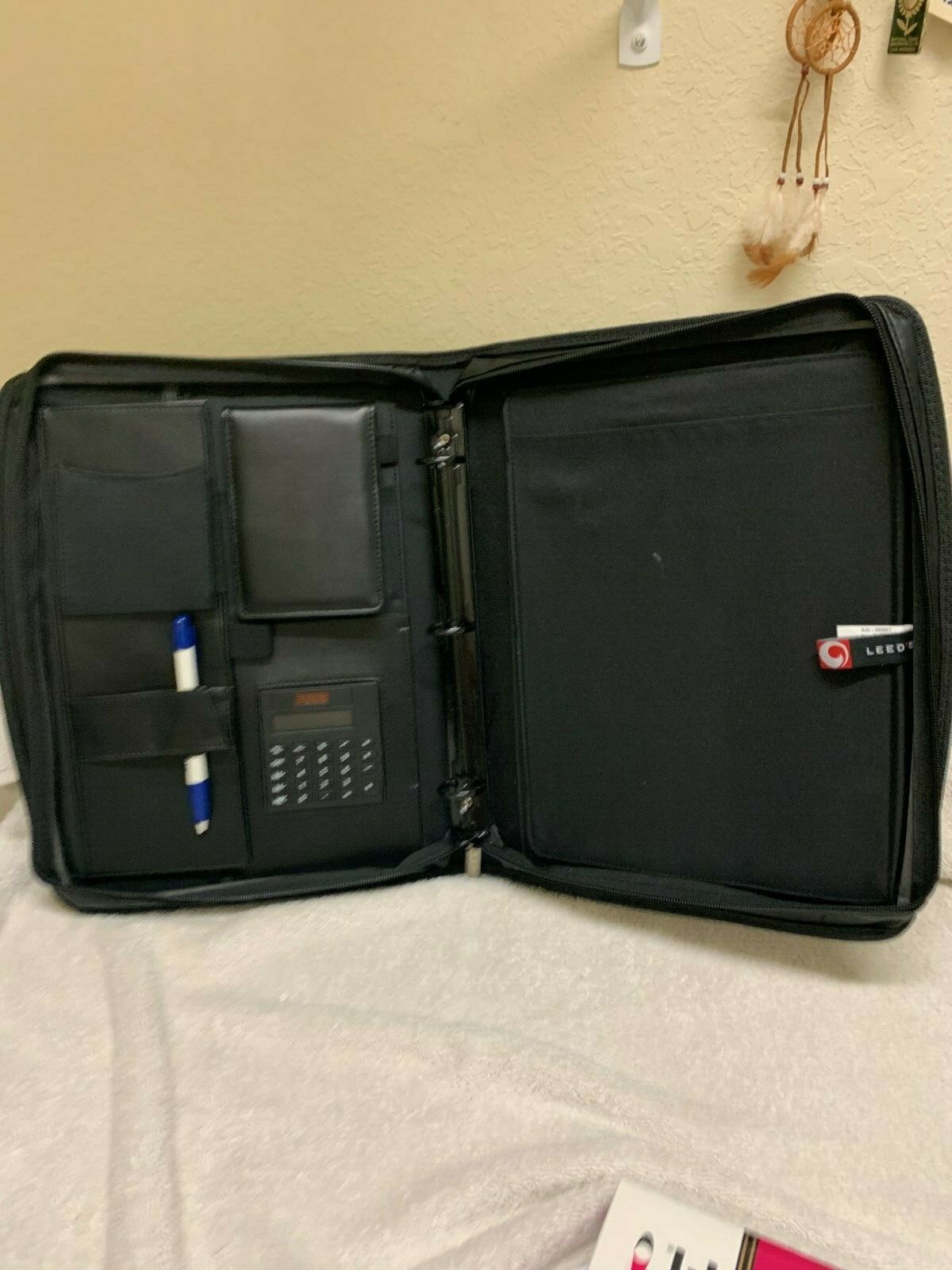 Leeds Maxwell Systems ASI6687 Zippered Portfolio Leather/Nylon Padfolio ...