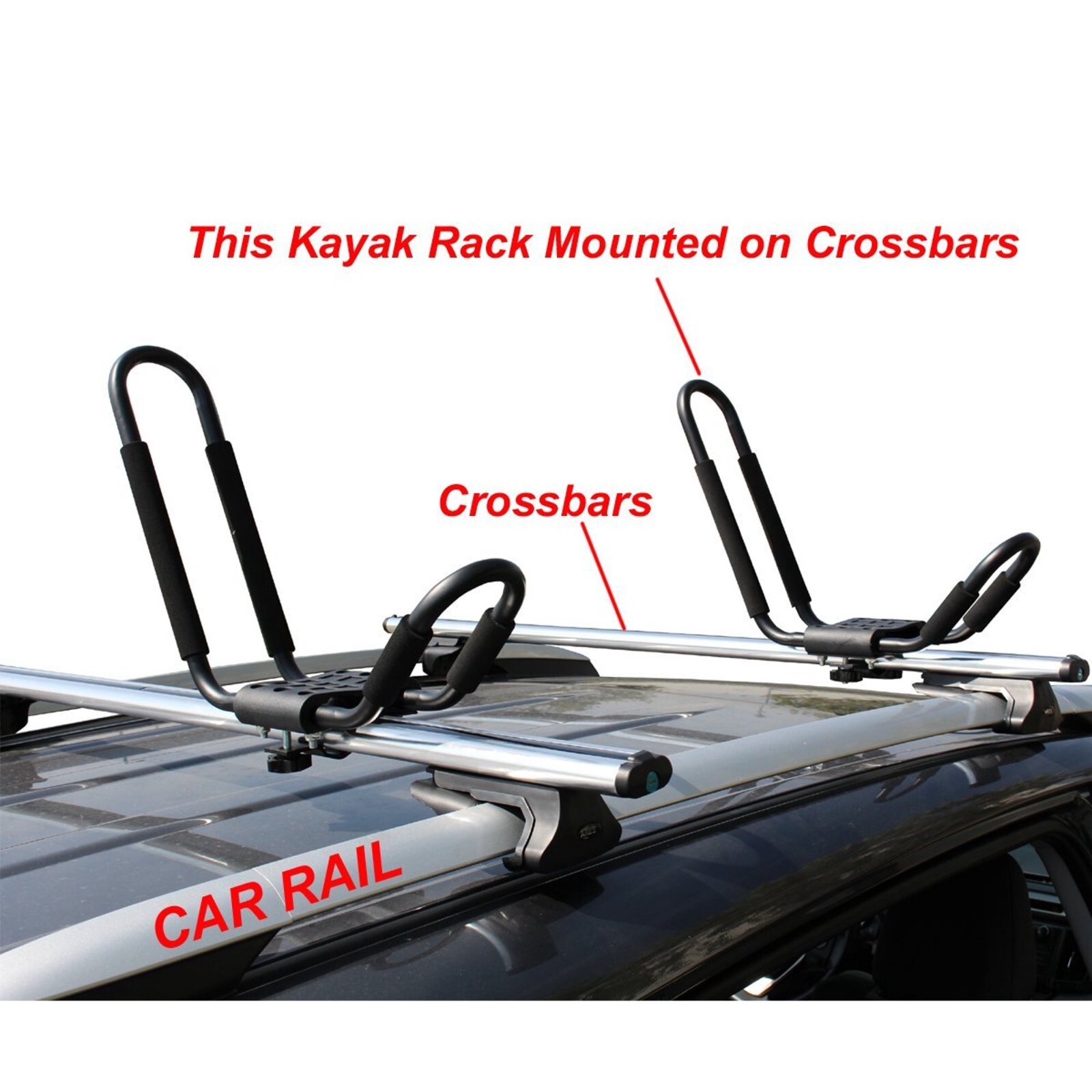 2 Pair Universal J Bar Kayak Roof Rack Carrier Canoe Roof Top Mount Car ...